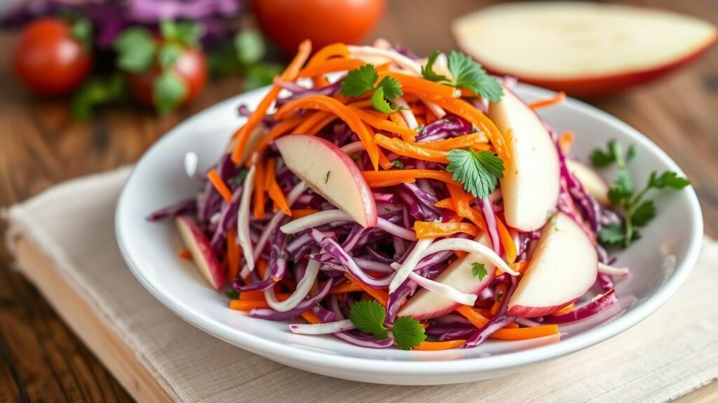 Chou rouge, carottes et pommes : cette salade surprenante cache des ...